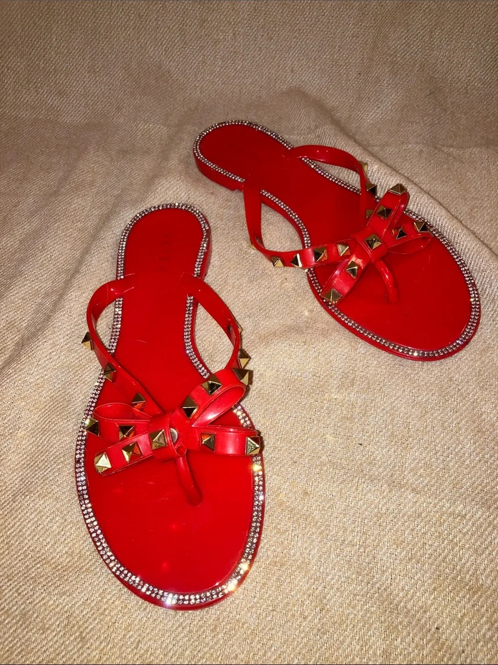 AKIRA | Shoes | Akira Chicago Cherry Red Studembellished Rhinestone Bow ...